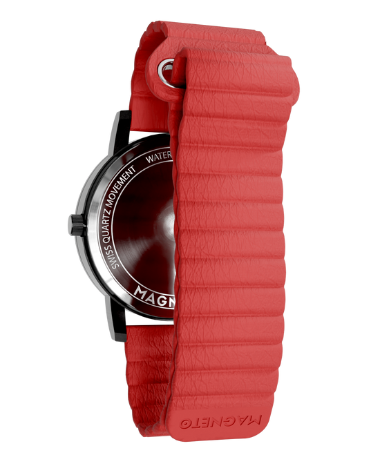 MAGNETO wristband leather magnetic red
